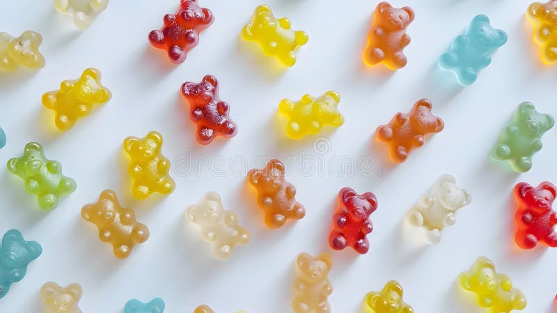 Colorful Gummy Bears Scattered on a Solid White Background. this is AI ...