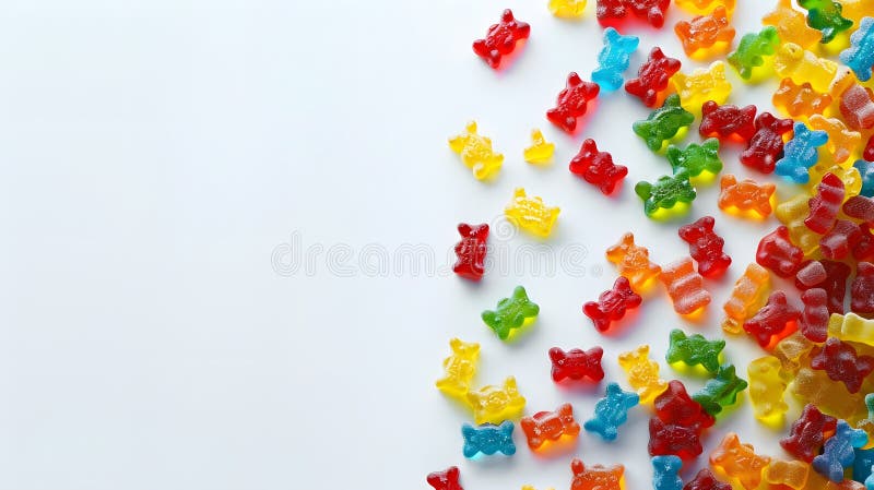 Colorful Gummy Bears Scattered on a Solid White Background. this is AI ...