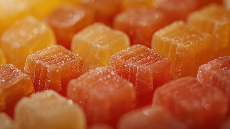 Delicious Orange and Peach Flavored Gummies, Close-up Photography Stock ...