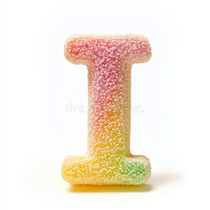 A Colorful Gummy Candy Shaped Like the Letter "I," Coated in Sugar ...