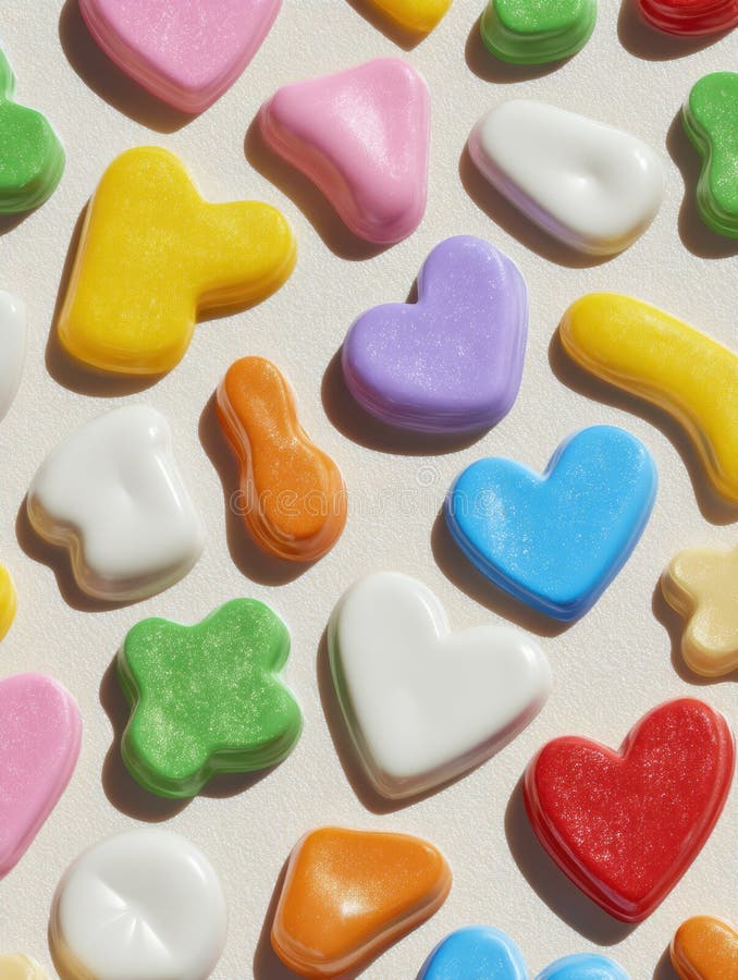 Colorful Gummy Texture 3D Sticker Elements on a Matte Surface with Open ...