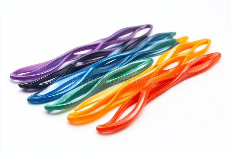 Colorful Hair Clips Forming a Gradient on White Background Stock ...