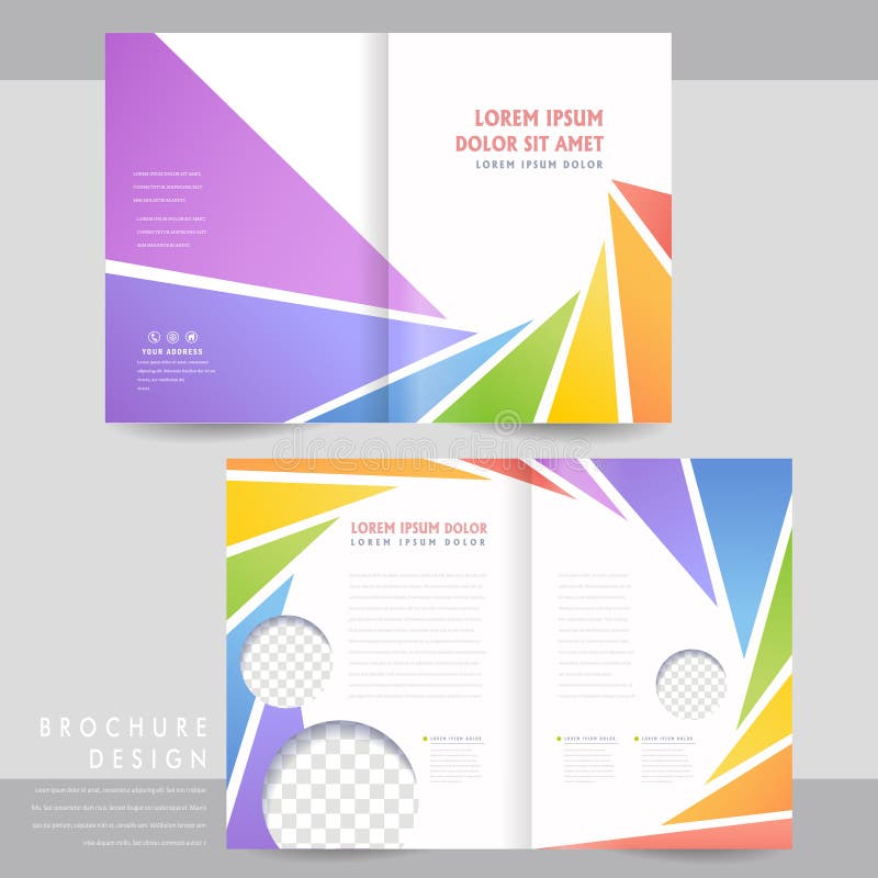 Colorful Half-fold Brochure Template Design Stock Vector - Illustration ...