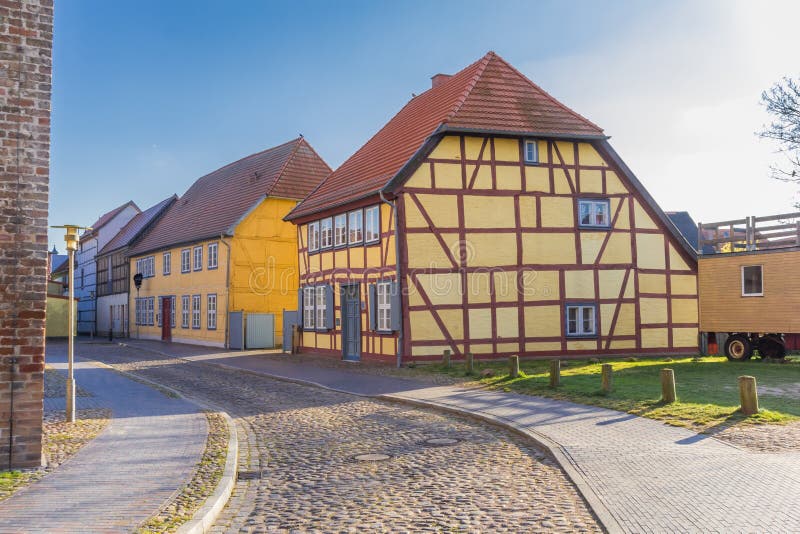 Colorful Half Timbered Houses in Butzow Stock Image - Image of monument ...