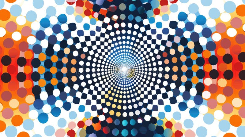 Colorful Halftone Dots Optical Illusion AIG51A Stock Illustration ...