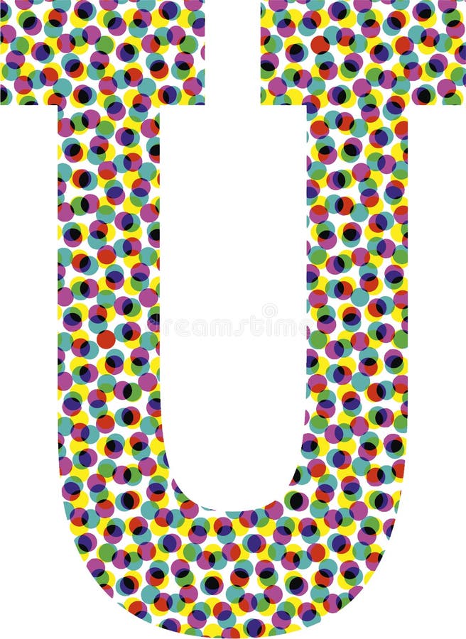 Colorful Halftone Font Design LETTER U Stock Vector - Illustration of ...
