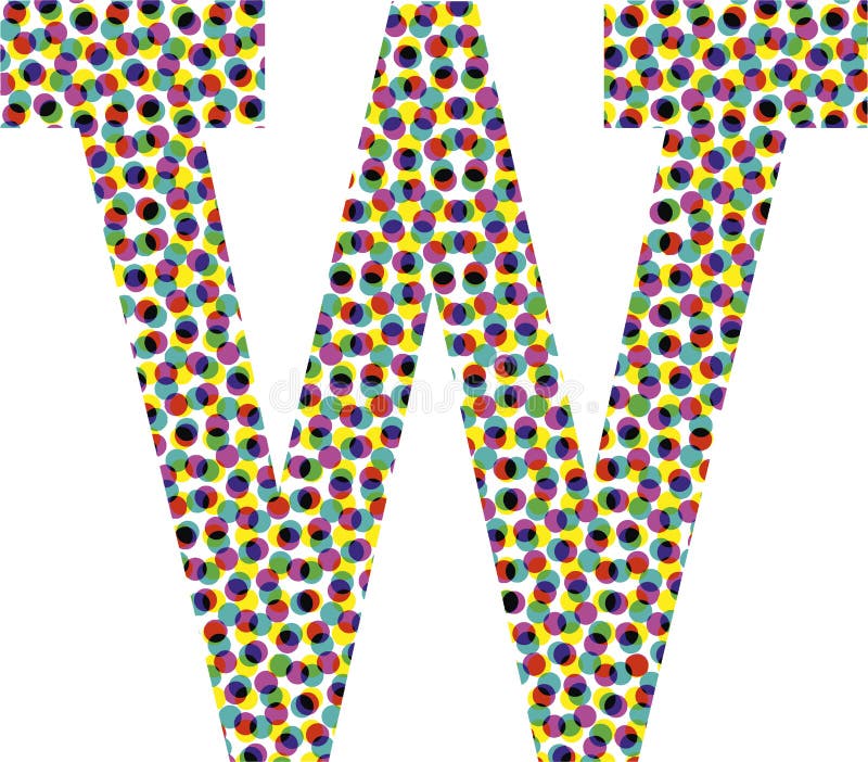 Colorful Halftone Font Design LETTER W Stock Vector - Illustration of ...