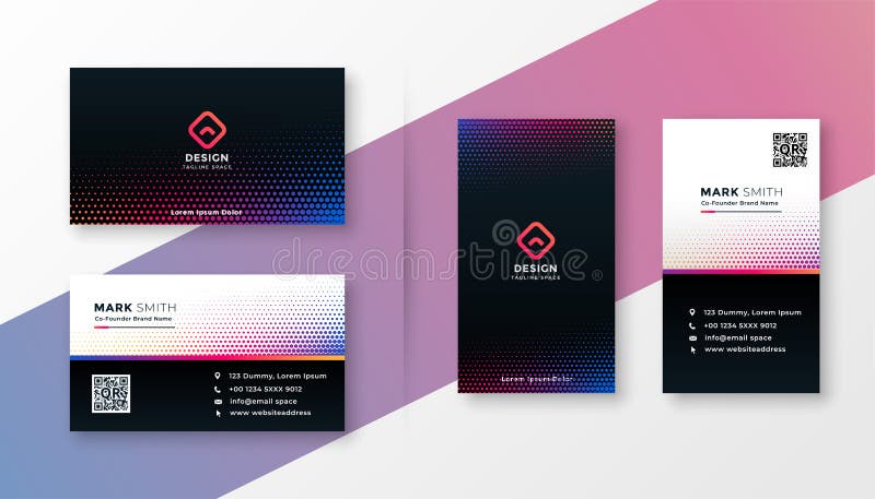 Colorful Halftone Style Modern Business Card Design Stock Vector ...