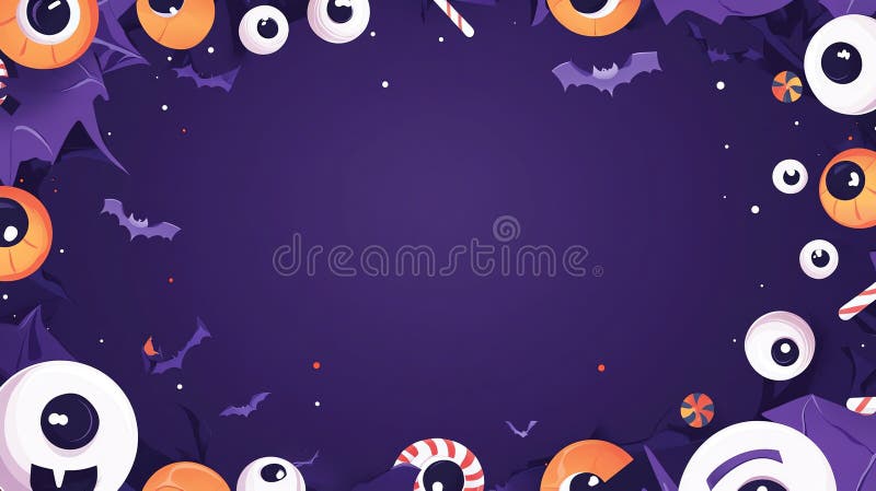 Colorful Halloween Vector Design with Cute Ghost, Pumpkin, and Eye ...