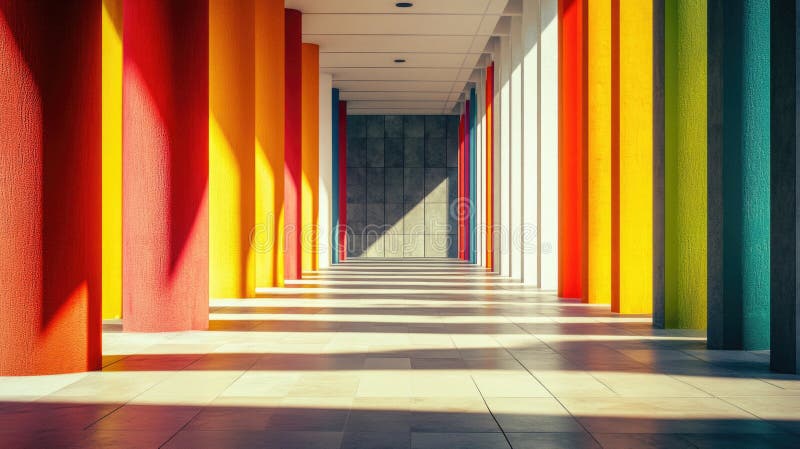 Colorful Hallway stock photo. Image of building, architecture - 379202324