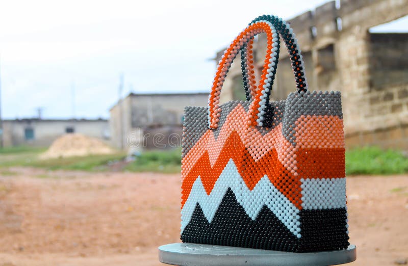 Colorful Hand Bag Made of Beads. Beaded Bag for Ladies. Stock Photo ...