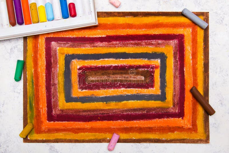 Colorful Hand Drawing: Orange Rectangles Stock Illustration ...