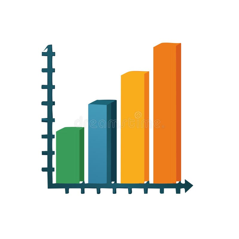 Colorful Hand Drawn Bar Graph Increasing Chart with Axis and Growing ...