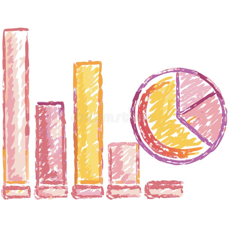 Colorful Hand-Drawn Bar and Pie Chart Vector Illustration for Data ...