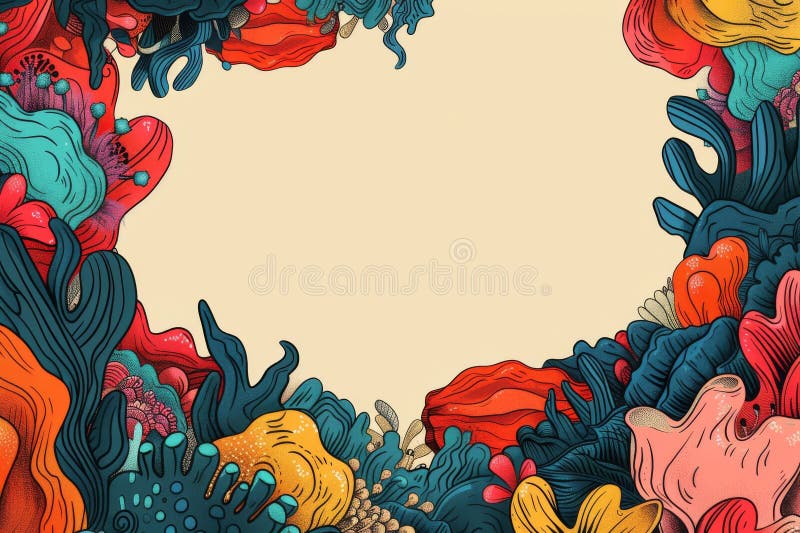Colorful Hand-drawn Cartoon Design with Wide Open Copy Space. Stock ...