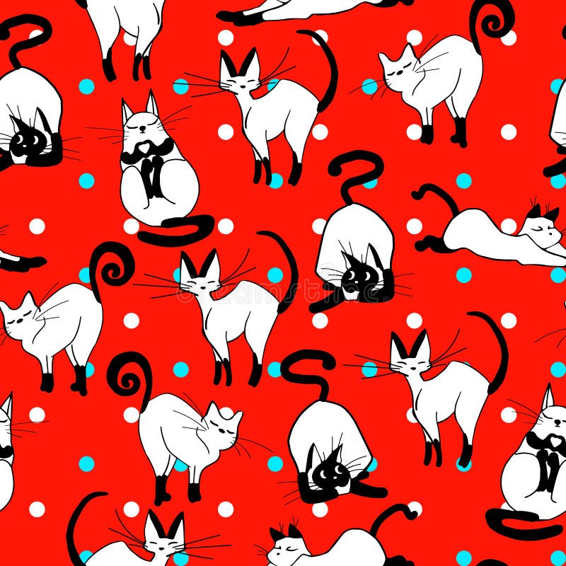 Colorful Hand Drawn Cats Cartoon Texture Design Seamless Pattern Vector ...