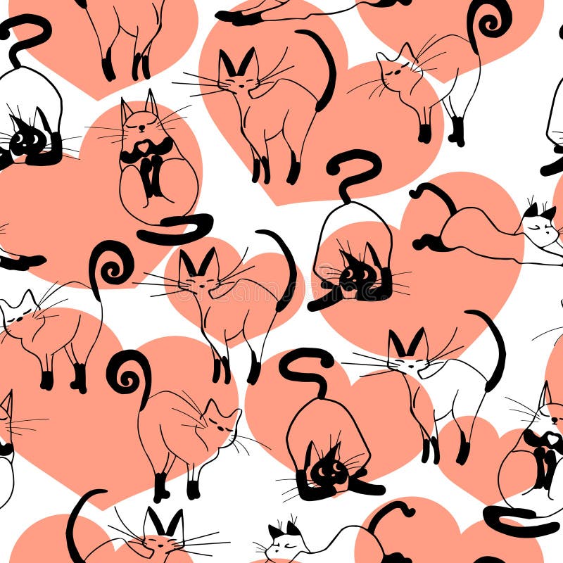 Colorful Hand Drawn Cats Cartoon Texture Design Seamless Pattern Vector ...