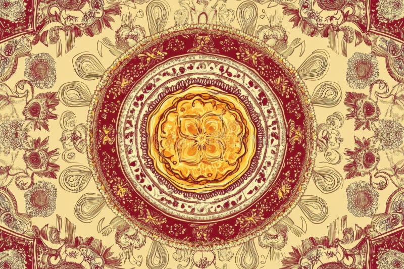 Hand Drawn Doodle Featuring Intricate Patterns and Floral Motifs in ...