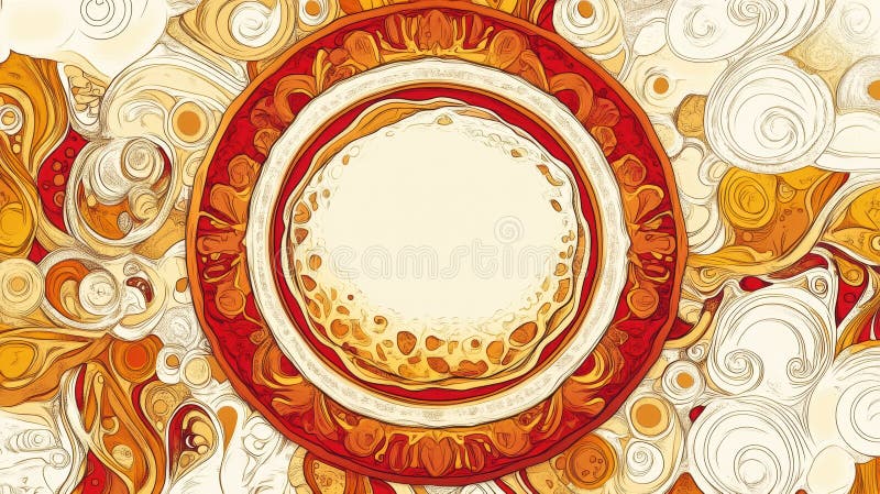 Colorful Hand Drawn Doodle with Swirling Patterns and a Circular Center ...