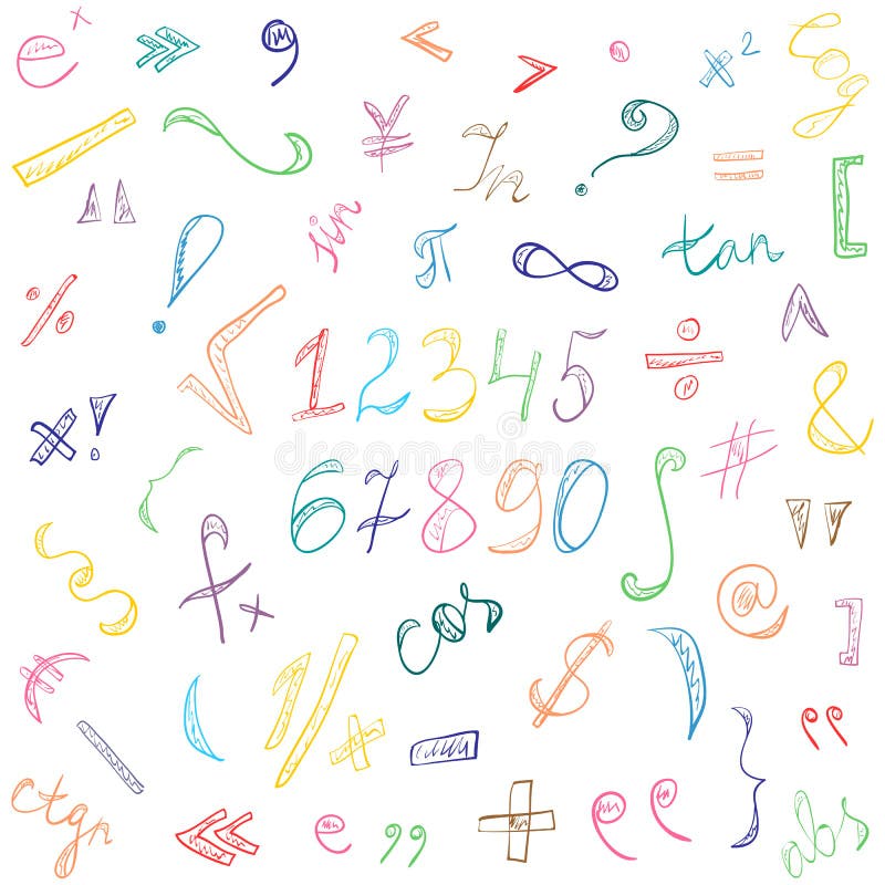 Numbers and maths symbols stock vector. Illustration of cartoon - 26992018