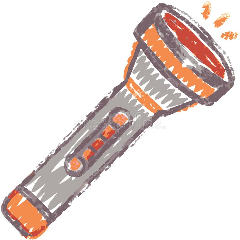 Colorful Hand Drawn Flashlight Vector Illustration with Simple Artistic ...
