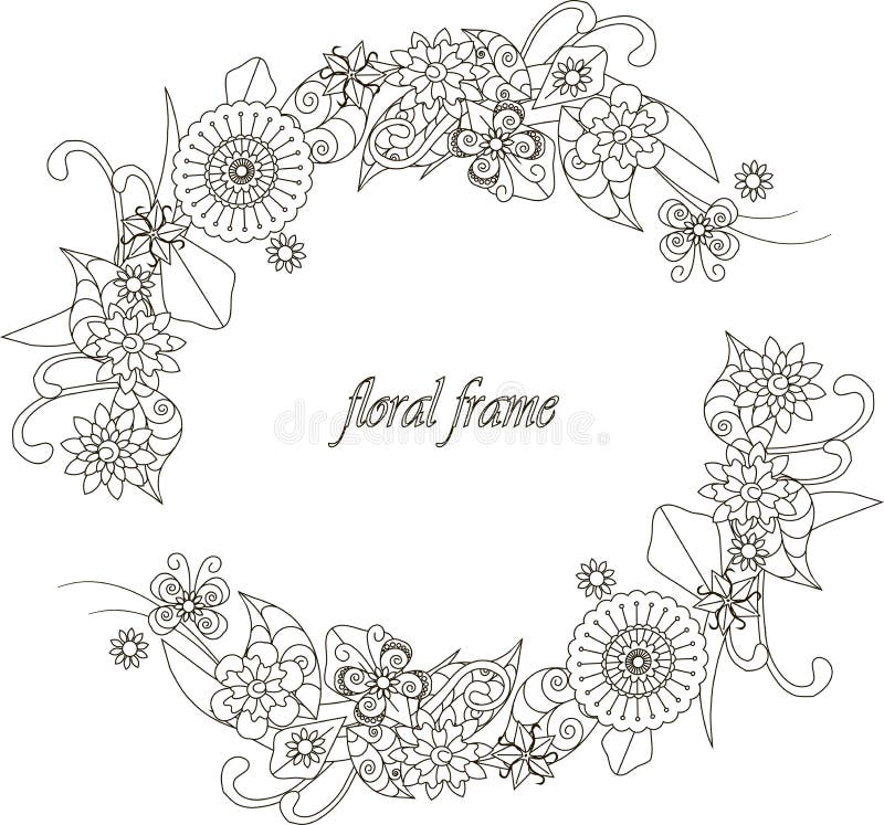 Colorful Hand Drawn Flowers Frame on White Stock Vector - Illustration ...
