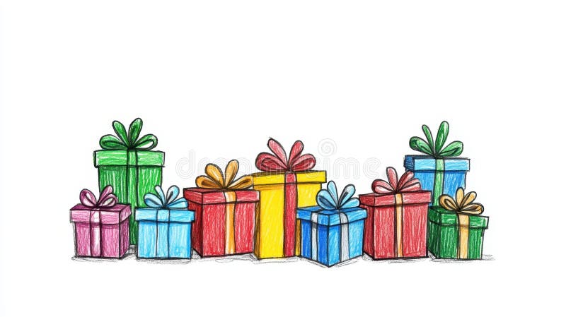 Colorful Hand-Drawn Gift Boxes Illustration for Celebration Themes ...