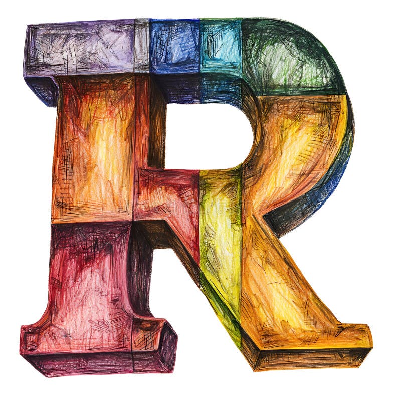 Colorful HandDrawn Letter R Artistic Alphabet Design Element Stock ...