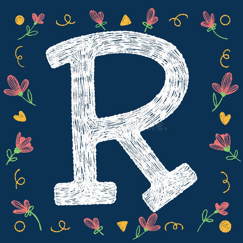 Colorful Hand-Drawn Letter R on Blue Background Stock Vector ...