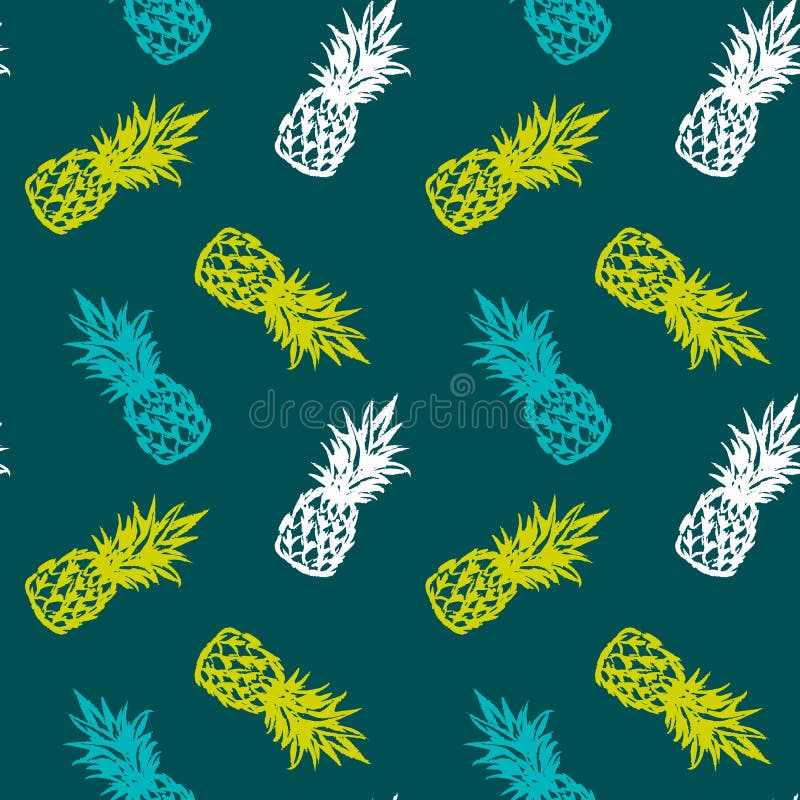 Colorful Hand Drawn Pineapple Seamless Pattern. Vector Illustration ...