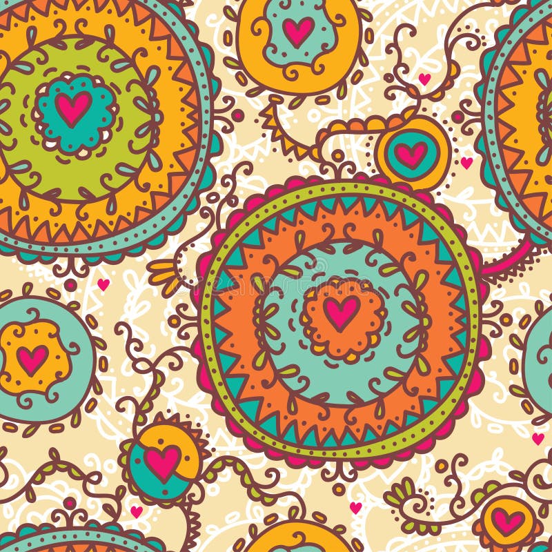 Colorful Hand Drawn Seamless Pattern for Love Stock Vector ...