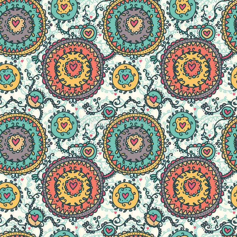 Colorful Hand Drawn Seamless Pattern for Love Stock Vector ...