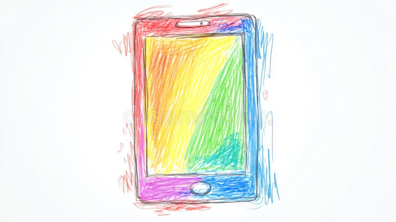 Colorful Hand Drawn Smartphone on White Background Stock Image - Image ...