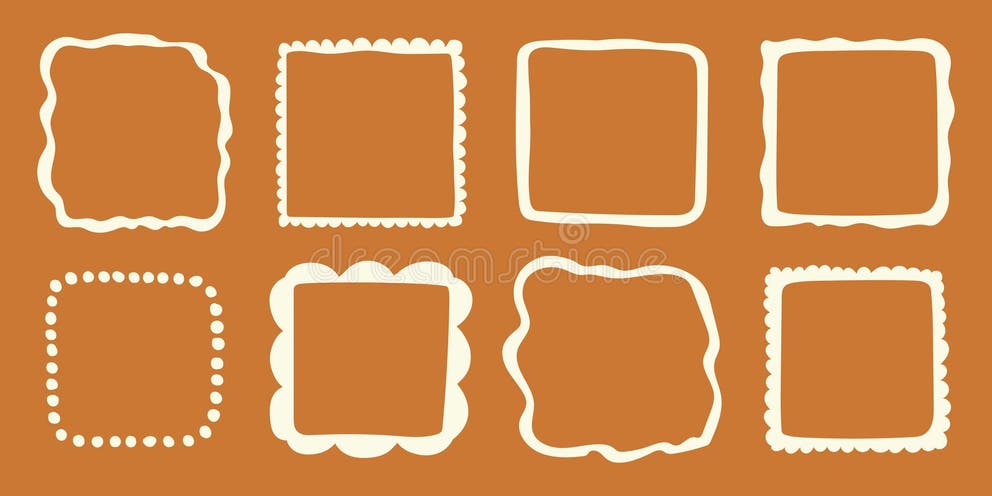 Colorful Hand Drawn Square Frames Collection Stock Illustration ...