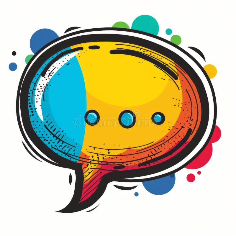 Colorful Hand Drawn White Speech Bubble with Black Stroke and Shadow ...