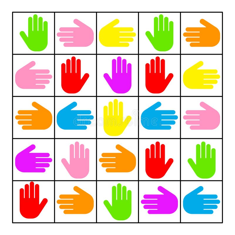 Colorful Hand Icons. Multicolor Grid Pattern. Vibrant Vector Design ...