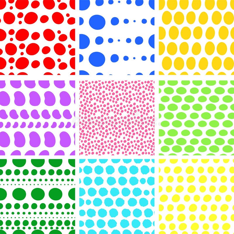 Colorful Hand-painted Aligned Polka Dot Pattern Variation Set Stock ...