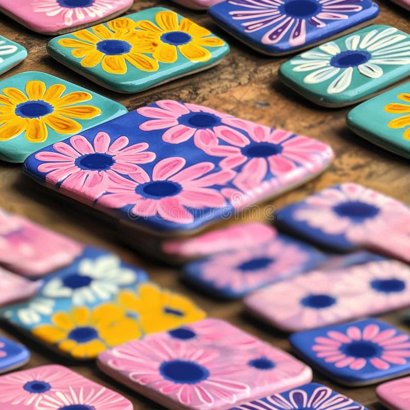 Colorful Hand-Painted Ceramic Seamless Pattern Tiles Featuring Mandala ...