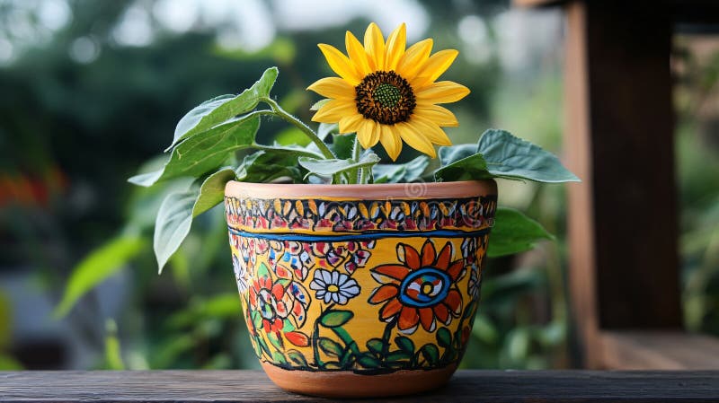 Colorful Hand-Painted Clay Flower Pot for Home Decor Inspiration Stock ...