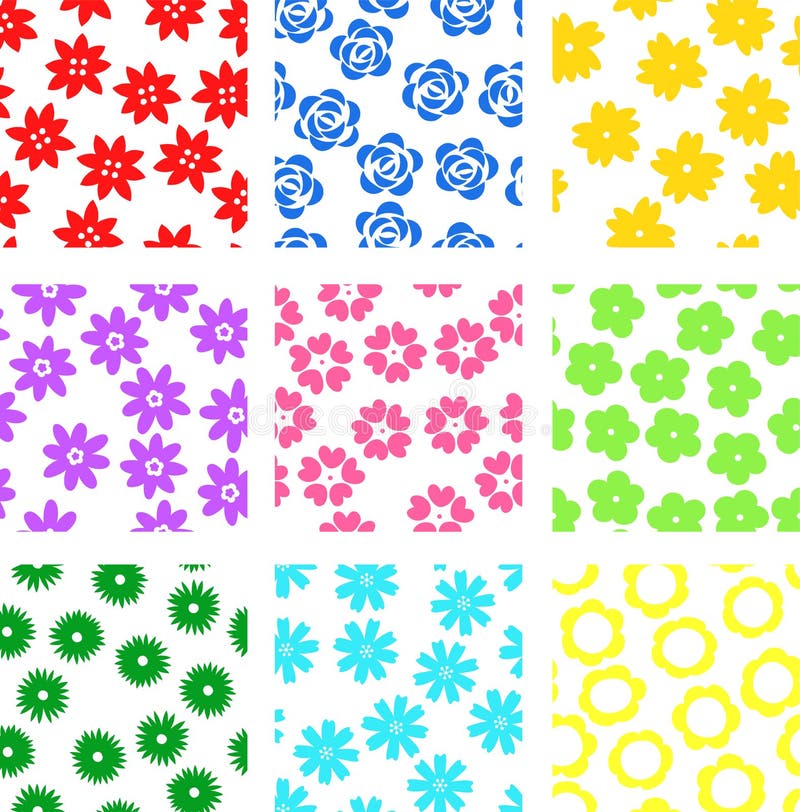 Colorful Hand-painted Flower Pattern Variation Set Stock Illustration ...