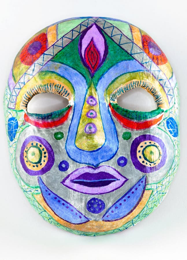 Colorful hand painted mask stock photo. Image of painted - 196719362