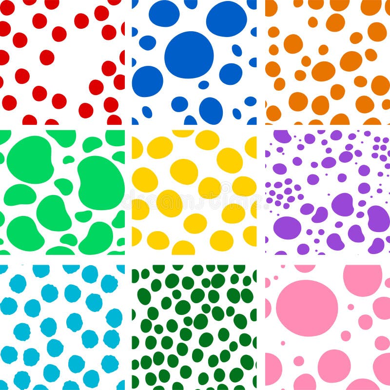 Colorful Hand-painted Polka Dot Pattern Variation Set Stock ...