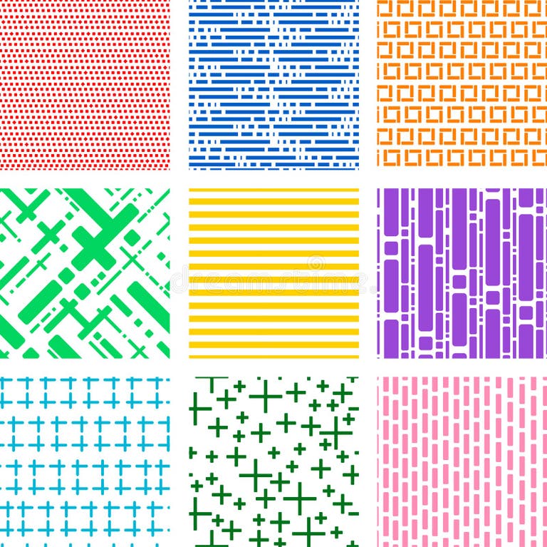 Colorful Hand Painted Simple Rectangular Pattern Variation Set Stock ...