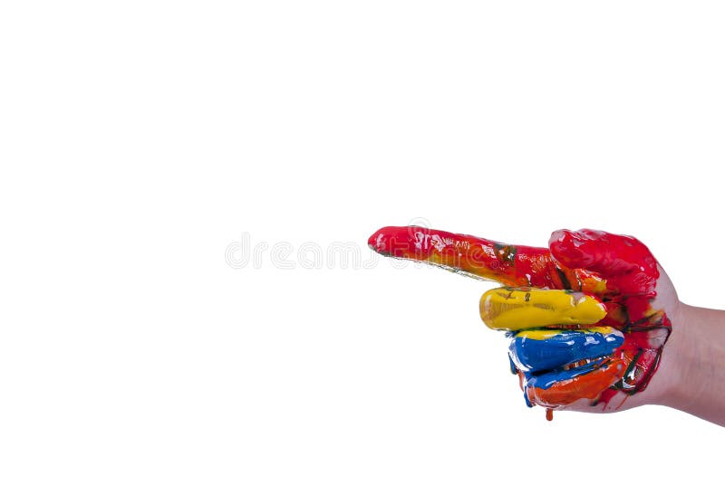 Colorful Painting of Hand Pointing Finger Stock Illustration ...