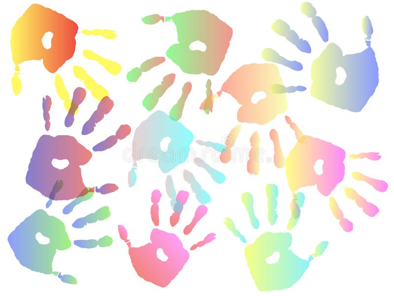 Colorful hand prints stock vector. Illustration of silhouette - 15322490