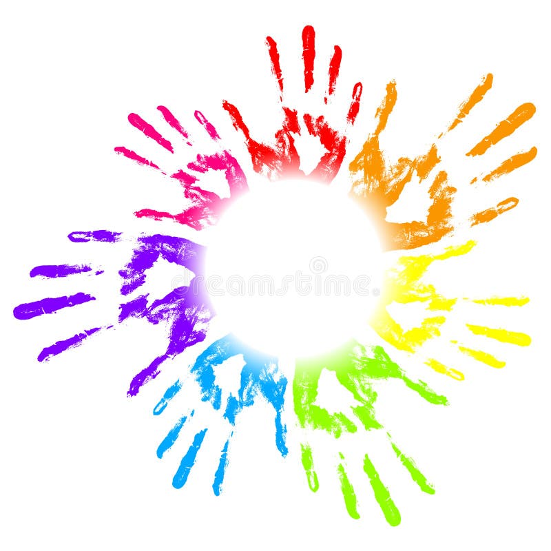 Colorful hand prints stock vector. Illustration of artist - 25359794