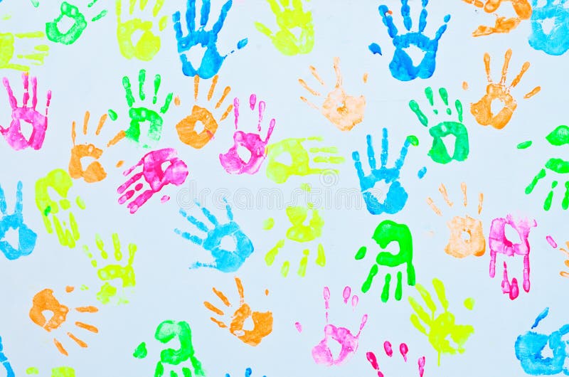 Colorful hand-prints stock photo. Image of variety, patterned - 459064