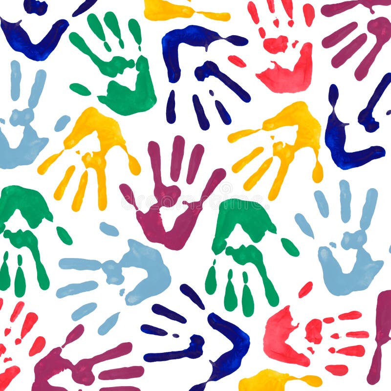 Colorful Hand Prints Wallpaper Stock Illustration - Illustration of ...