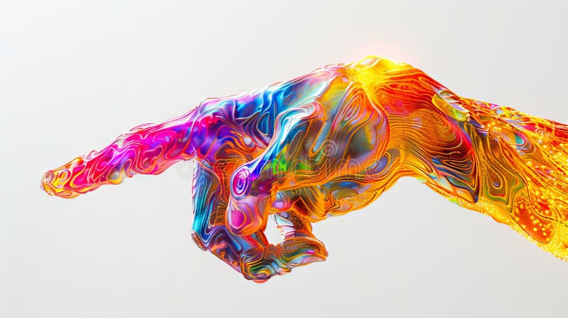 A Colorful Hand Reaching Out To Touch Something Stock Photo - Image of ...