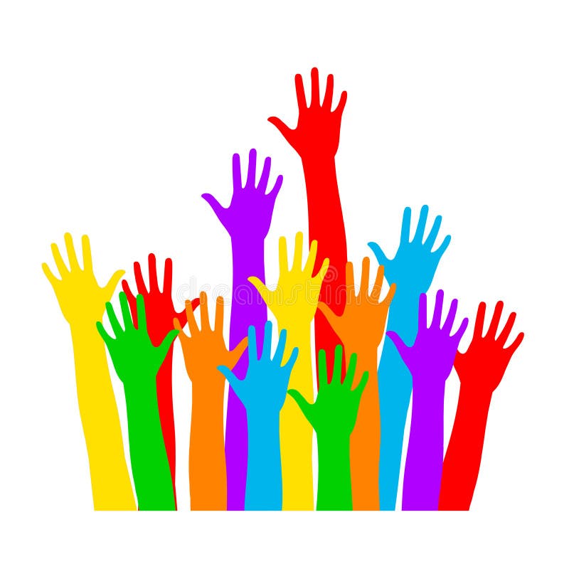 Multi Color Hand Up Illustration. Raised Hands Stock Illustration ...